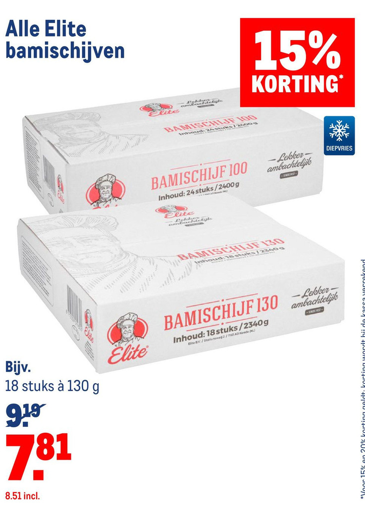 Alle Elite bamischijven aanbieding bij Makro