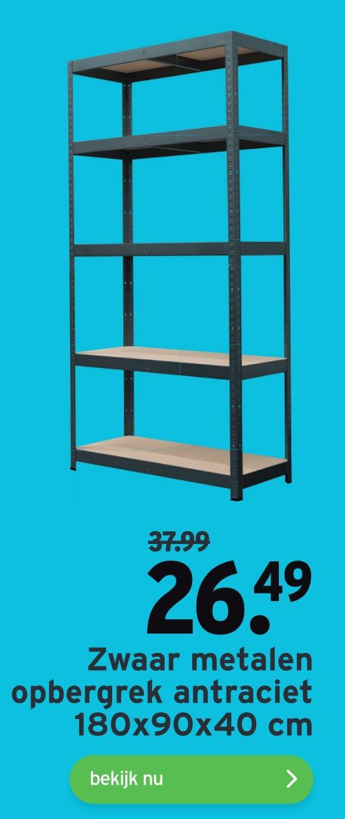 Zwaar metalen opbergrek antraciet aanbieding bij GAMMA