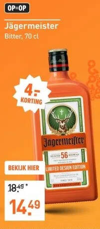 Jagermeister Koningsdag 70CL 70CL Jenever, Bitter & Vieux aanbieding ...