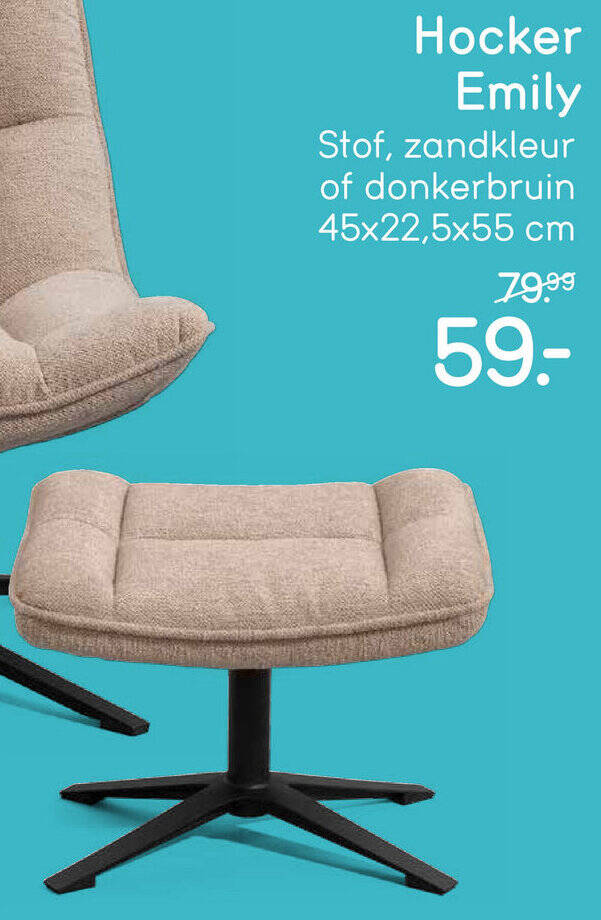 Hocker Emily 45 x 22.5 x 55 cm aanbieding bij Leen Bakker