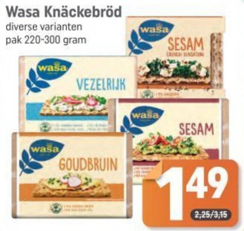 Wasa Knäckebröd 220 - 300 gram aanbieding bij Dagwinkel