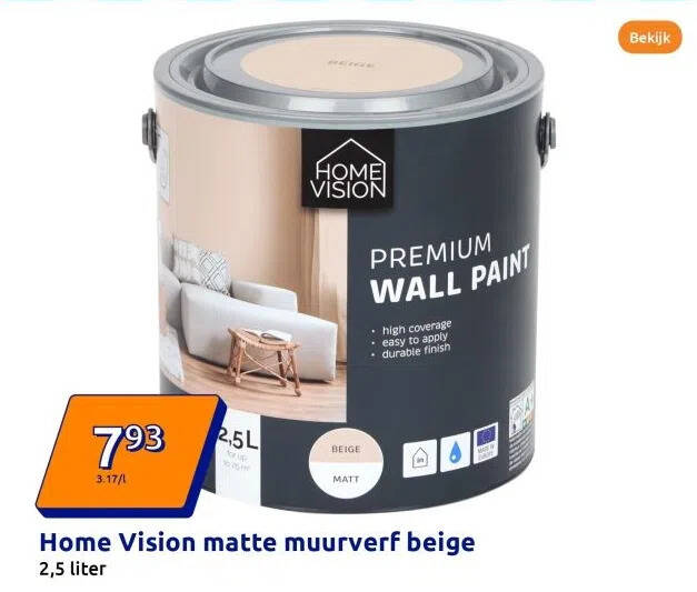 Home Vision matte muurverf beige aanbieding bij Action