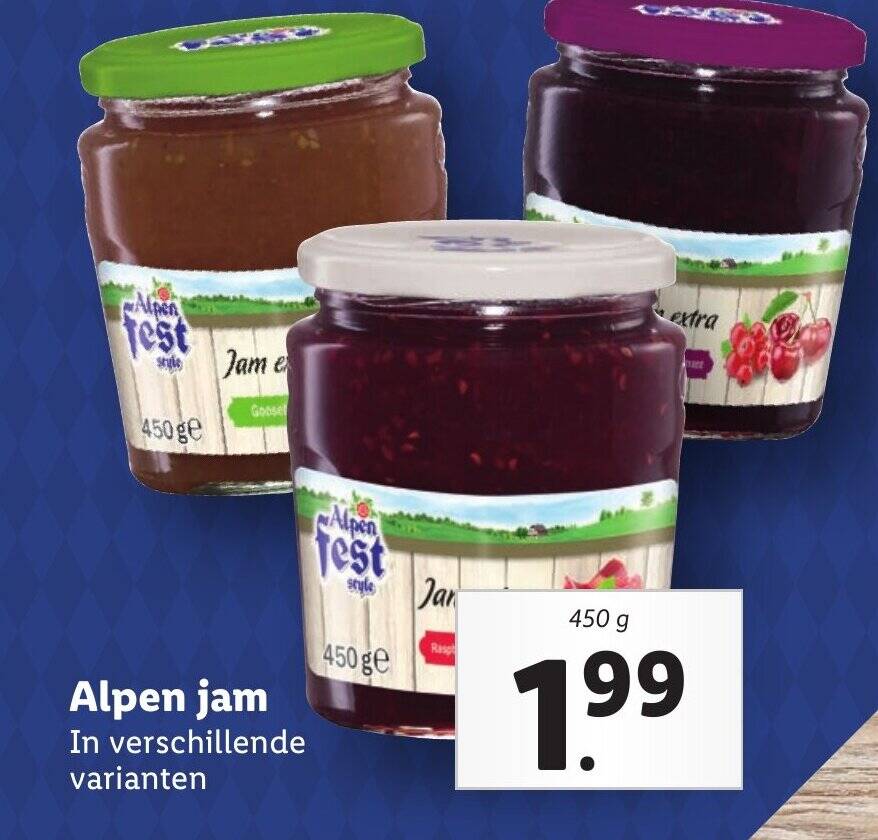 Alpen jam 450 g aanbieding bij Lidl