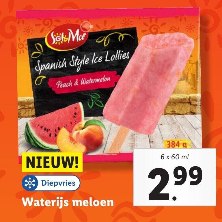 Waterijs meloen 6x60 ml aanbieding bij Lidl