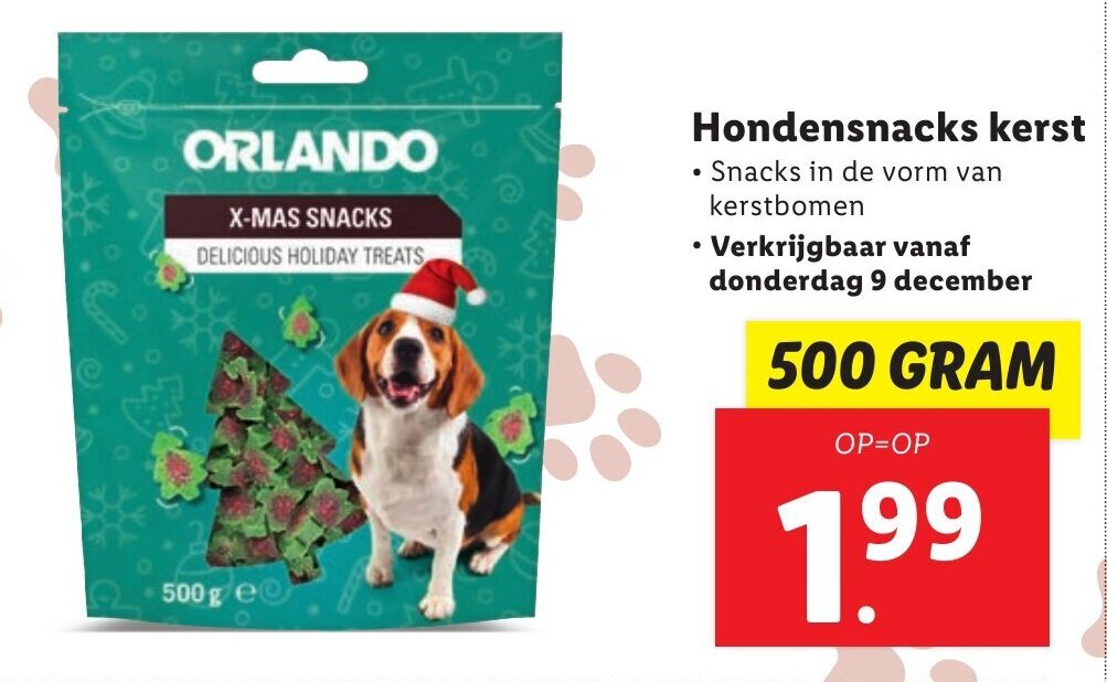 Orlando Hondensnacks Kerst 500g aanbieding bij Lidl