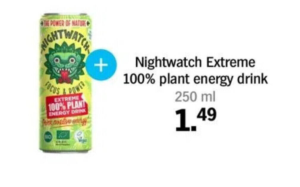 Nightwatch Extreme 100% plant energy drink 250 ml aanbieding bij Albert ...
