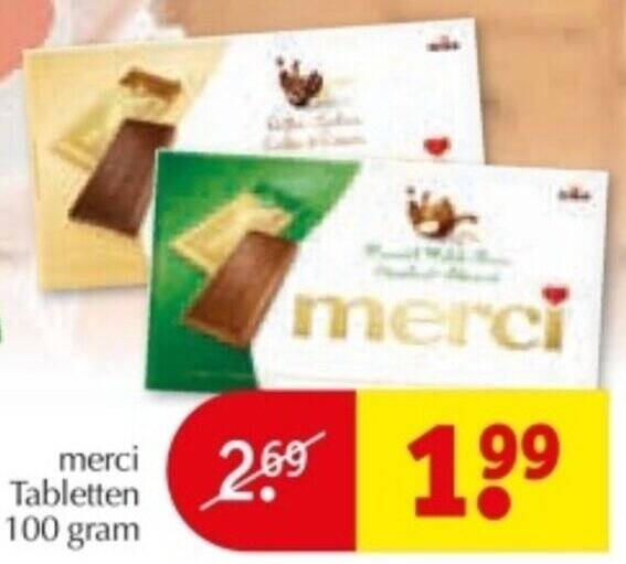 Merci Tabletten 100 gram aanbieding bij Kruidvat