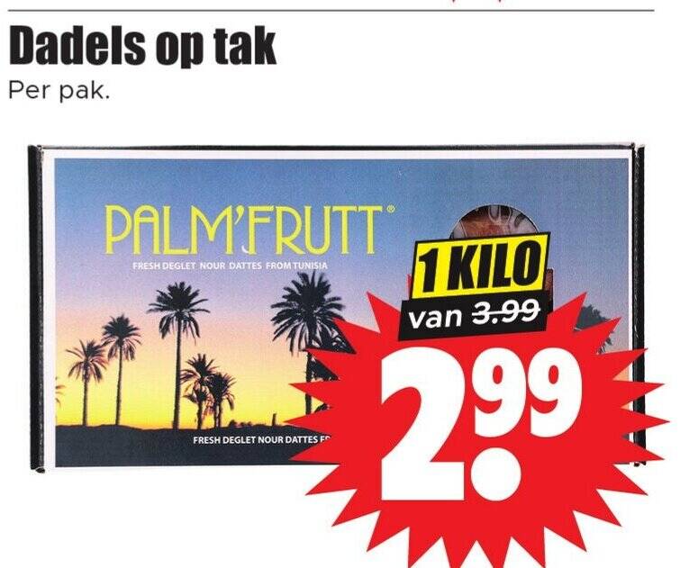 Dadels op tak 1 kg aanbieding bij Dirk