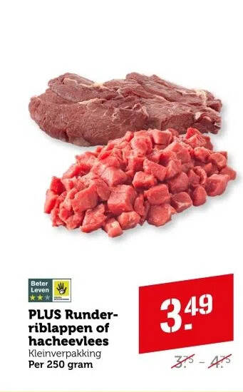 PLUS Runder riblappen of hacheevlees 250 g aanbieding bij Coop