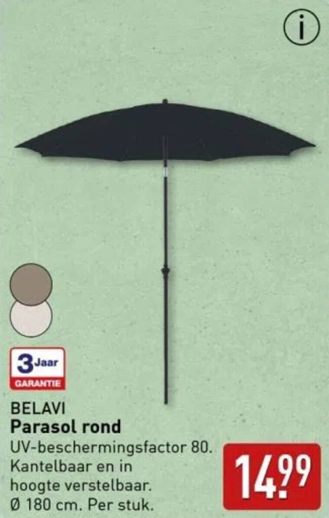 BELAVI Parasol rond Ø180 cm aanbieding bij ALDI