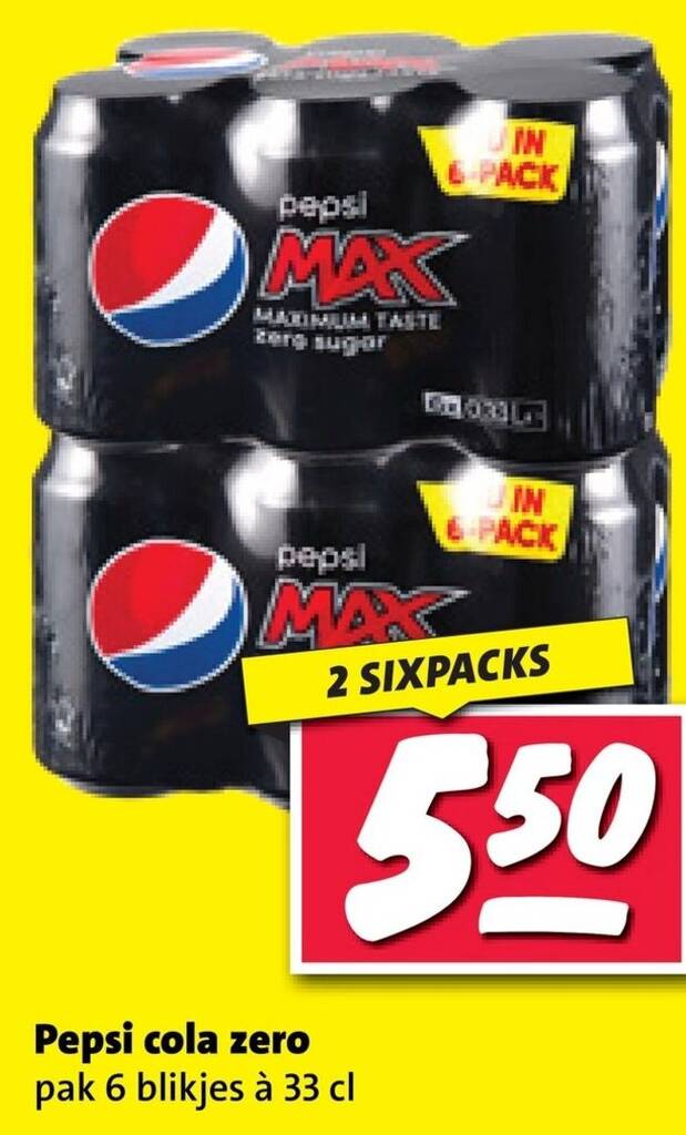 Pepsi cola zero 33 cl aanbieding bij Nettorama