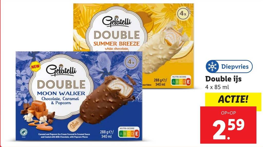 Diepvries Double ijs 4x85 ml aanbieding bij Lidl