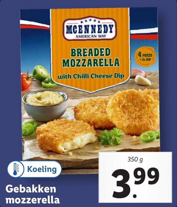 Gebakken mozzerella 350 g aanbieding bij Lidl