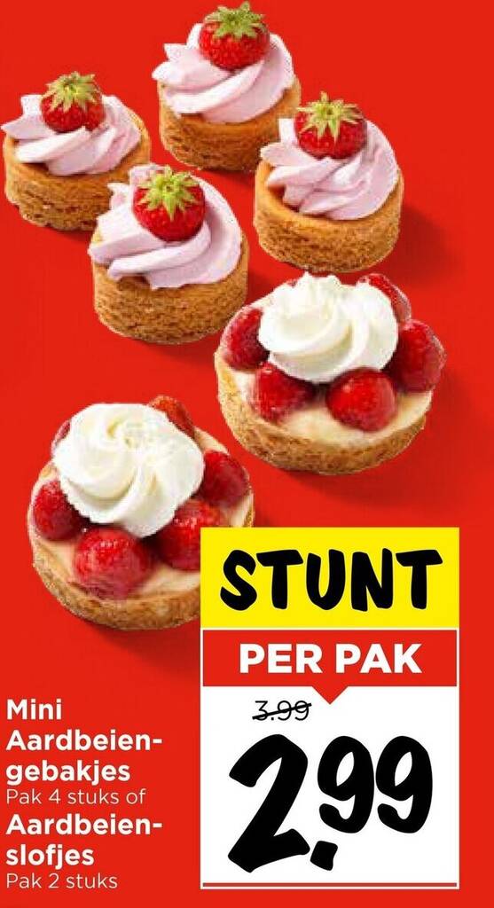 Mini Aardbeien gebakjes of Aardbeien slofjes aanbieding bij Vomar ...
