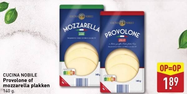 Provolone of mozzarella plakken 140 g aanbieding bij ALDI