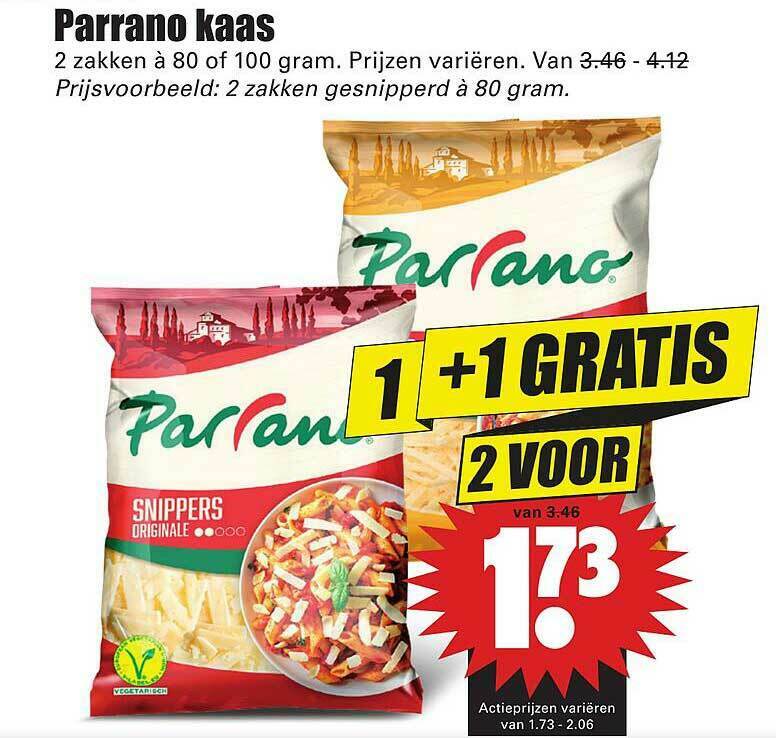 Parrano Kaas 1+1 Gratis aanbieding bij Dirk