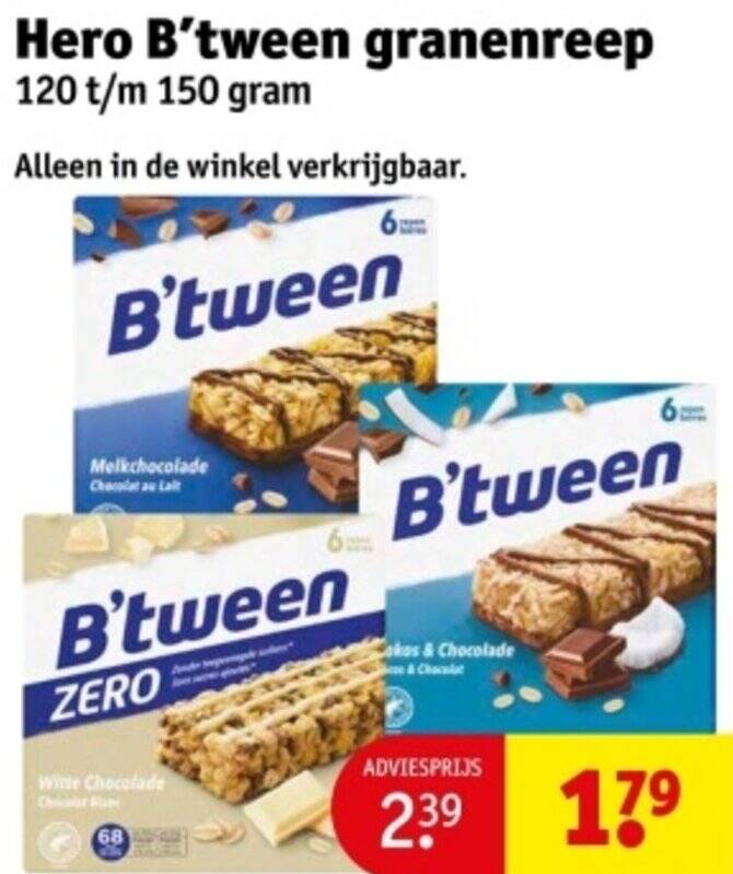 Hero B'tween granenreep 120-150 g aanbieding bij Kruidvat