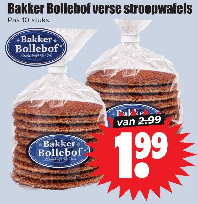 Bakker Bollebof verse stroopwafels aanbieding bij Dirk