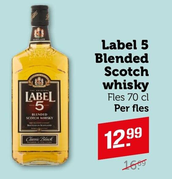 Label 5 Blended Scotch whisky 70 cl aanbieding bij Coop