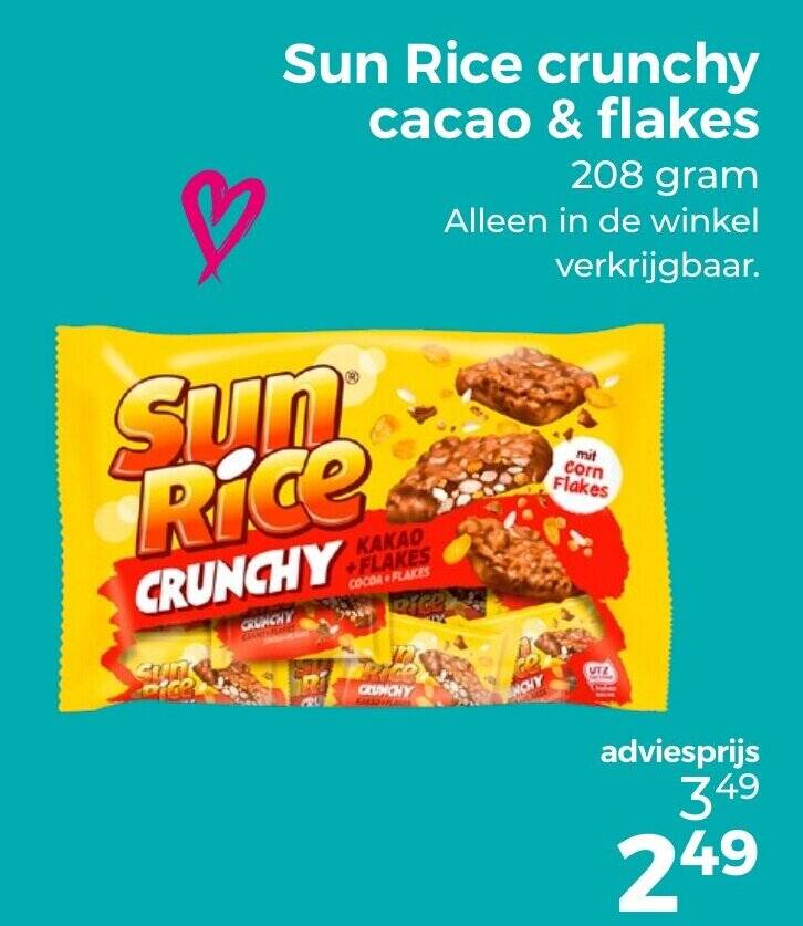 Sun Rice crunchy cacao & flakes aanbieding bij Trekpleister