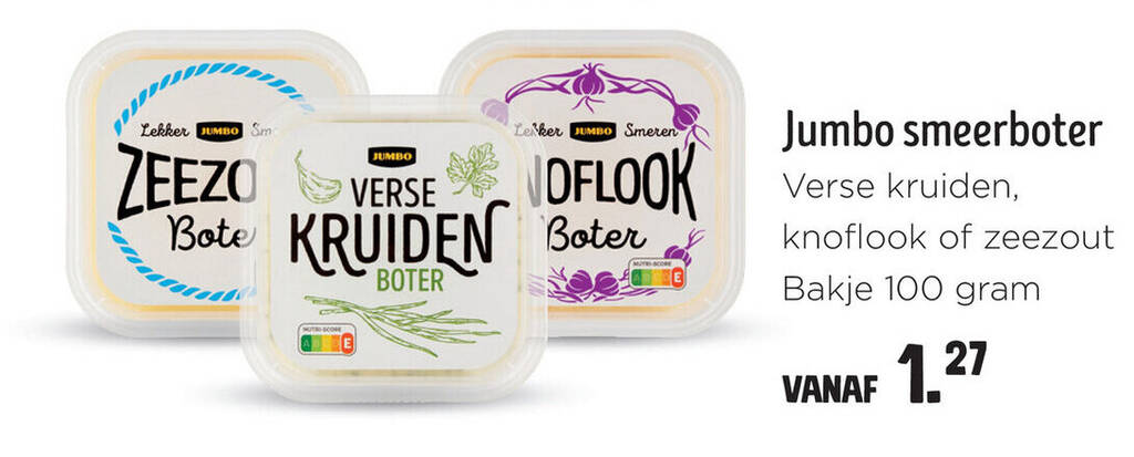Jumbo smeerboter 100 g aanbieding bij Jumbo Geldig t/m 23-09-2025