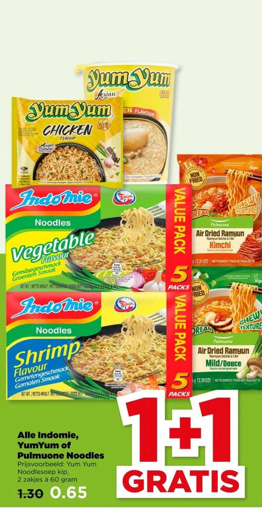 Alle Indomie, YumYum of Pulmuone Noodles aanbieding bij PLUS