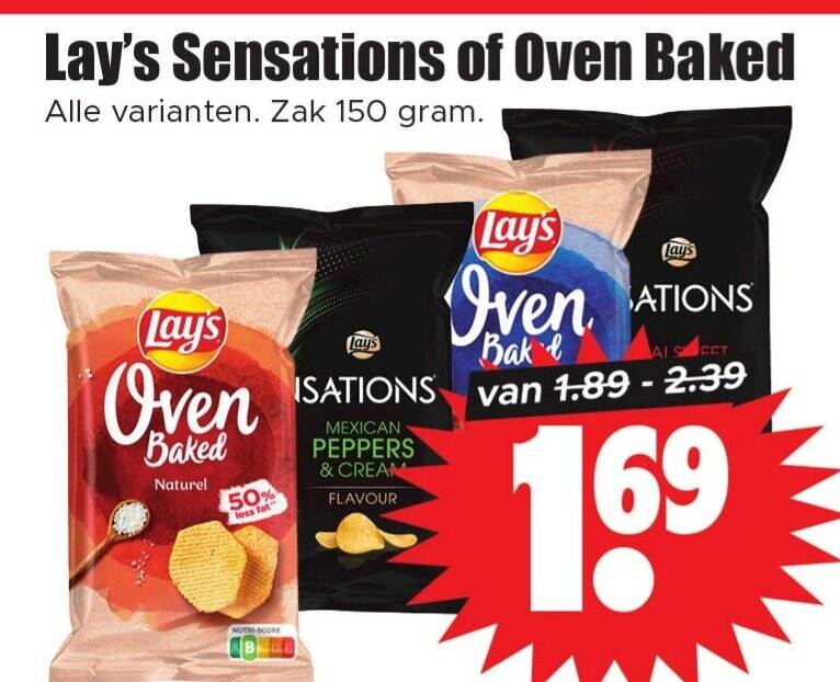 Lay's Sensations of Oven Baked 150 g aanbieding bij Dirk