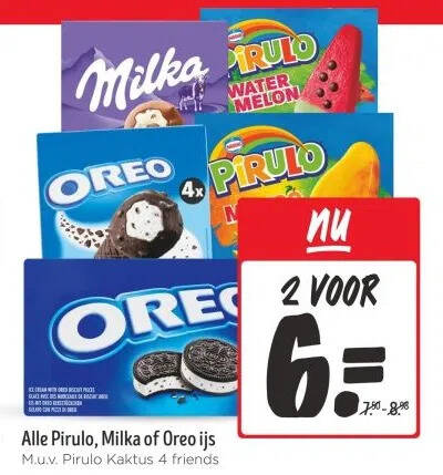 Alle Pirulo, Milka of Oreo ijs aanbieding bij Jumbo