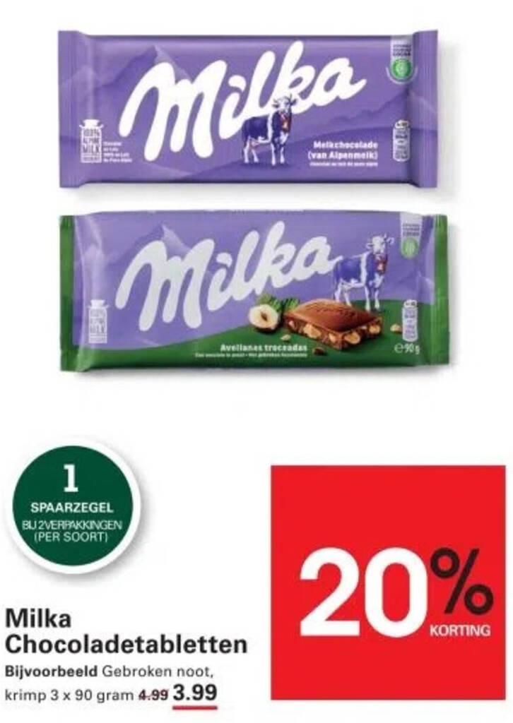 Milka 90 g aanbieding bij Sligro