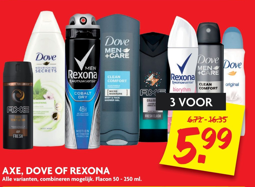 Axe, Dove Of Rexona aanbieding bij Dekamarkt