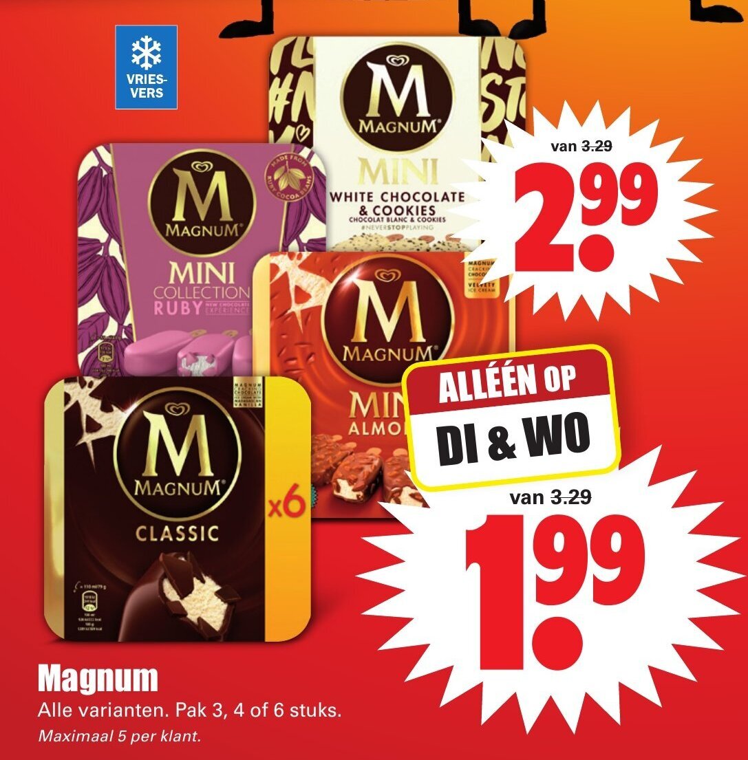 Magnum alle varianten aanbieding bij Dirk