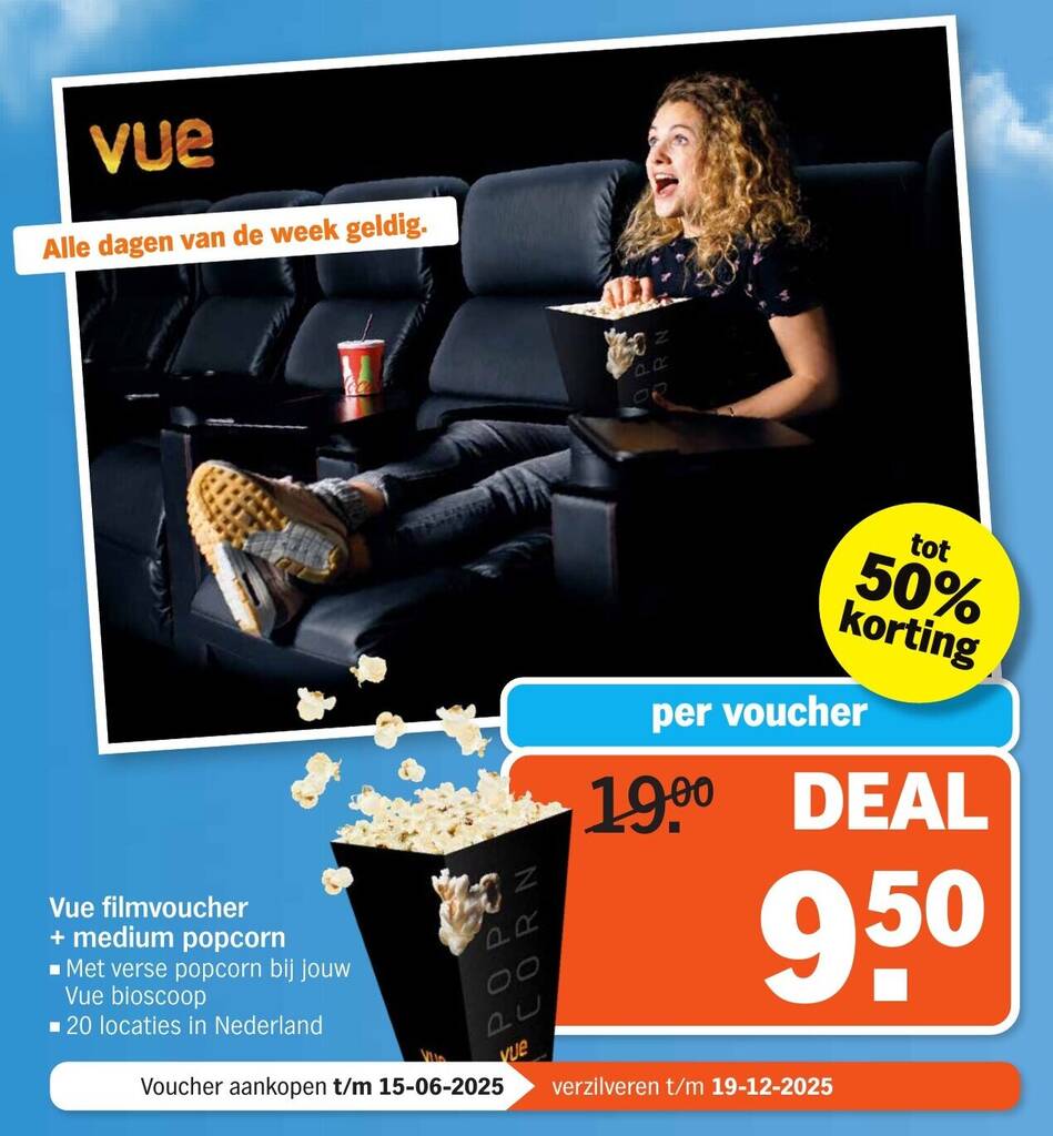 Vue filmvoucher + medium popcorn aanbieding bij Albert Heijn