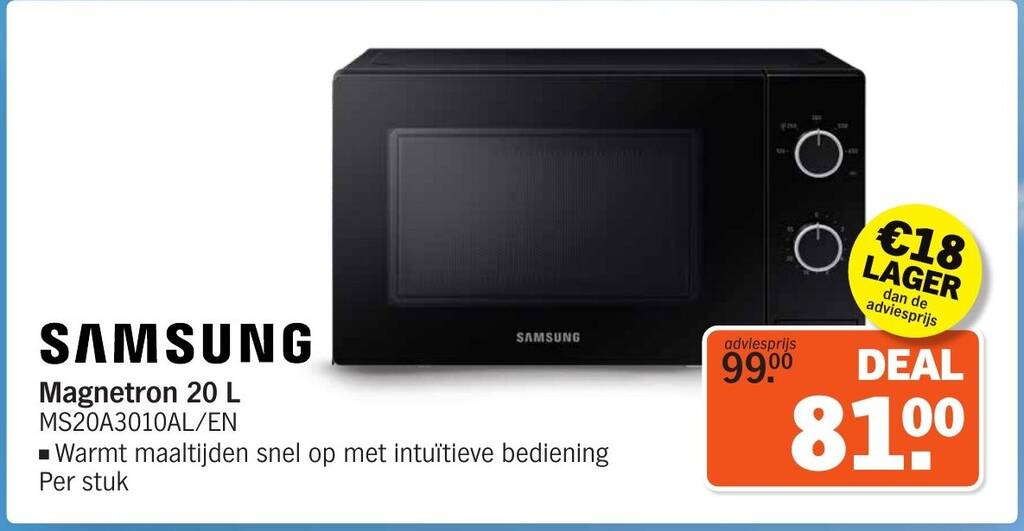 Samsung Magnetron 20 liter aanbieding bij Albert Heijn