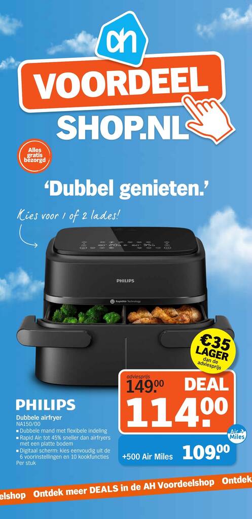 Philips Dubbele airfryer aanbieding bij Albert Heijn