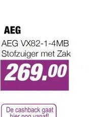 AEG VX82-1-4MB Stofzuiger met Zak aanbieding bij EP