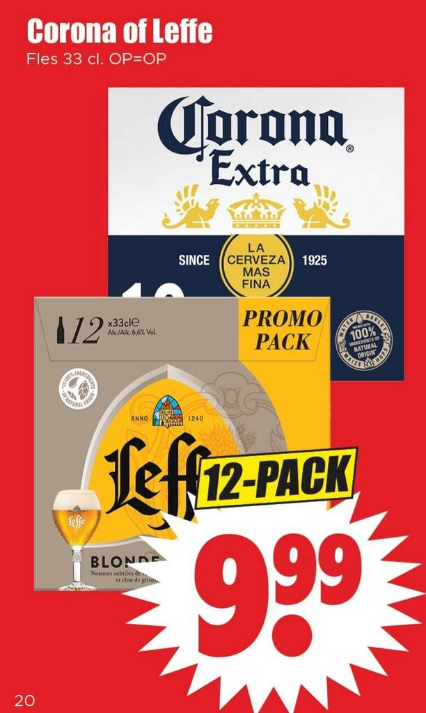 Corona of Leffe 33 cl aanbieding bij Dirk