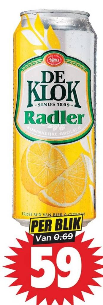 De Klok Radler 50 cl aanbieding bij Dirk