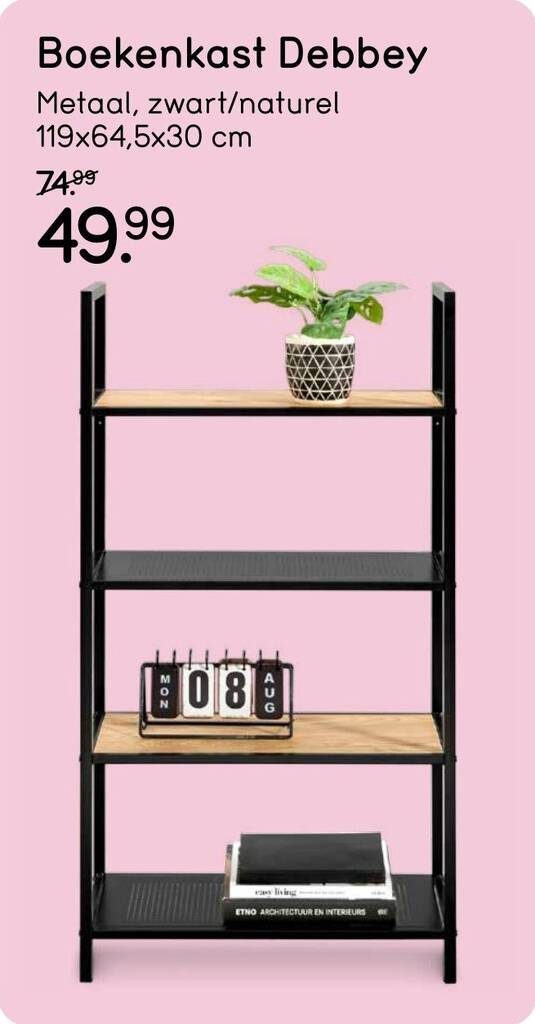 Boekenkast Debbey 119 x 64.5 x 30 cm aanbieding bij Leen Bakker