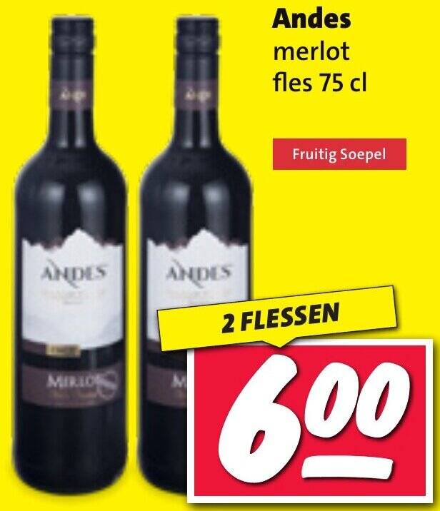 Andes merlot 75 cl. aanbieding bij Nettorama