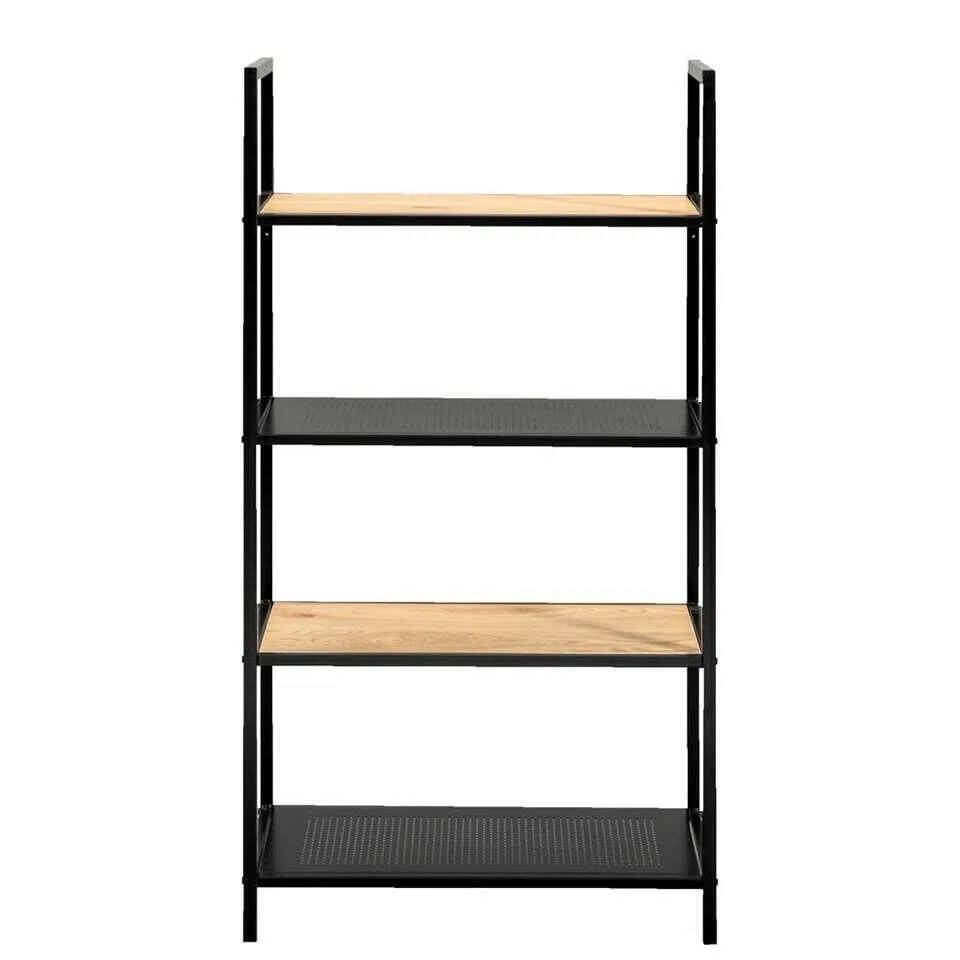 Boekenkast Debbey - zwart/naturel - 119x64,5x30 cm aanbieding bij Leen ...
