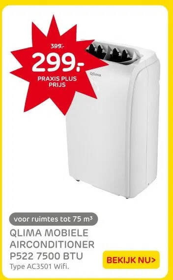 QLIMA MOBIELE AIRCONDITIONER P522 7500 BTU aanbieding bij Praxis