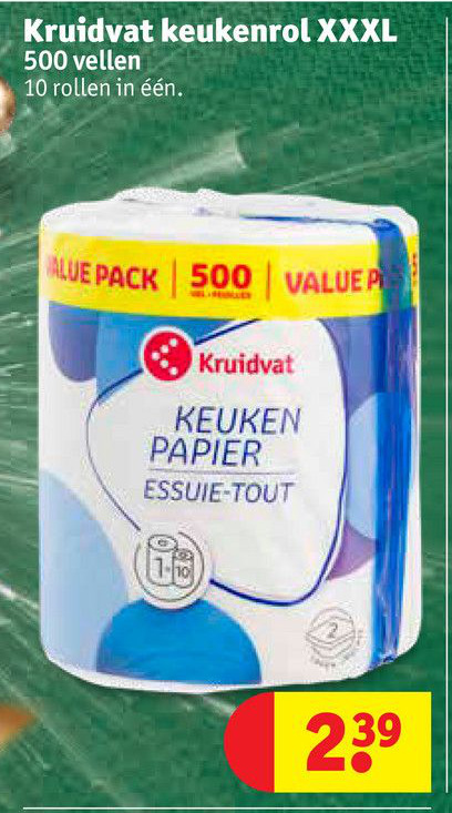Kruidvat keukenrol XXXL 500 vellen aanbieding bij Kruidvat
