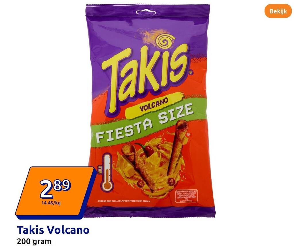 Takis Volcano 200 g aanbieding bij Action