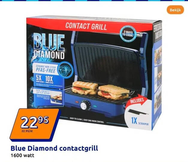 Blue Diamond contactgrill aanbieding bij Action