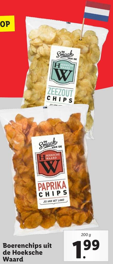 Boerenchips uit de Hoeksche Waard 200 g aanbieding bij Lidl