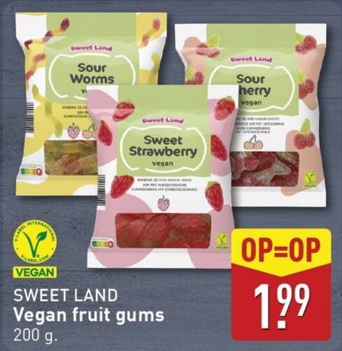 Sweet land vegan fruit gums 200 g aanbieding bij ALDI