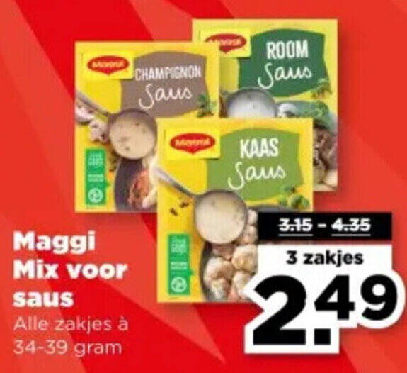 Maggi Mix voor saus 34/39 g aanbieding bij PLUS