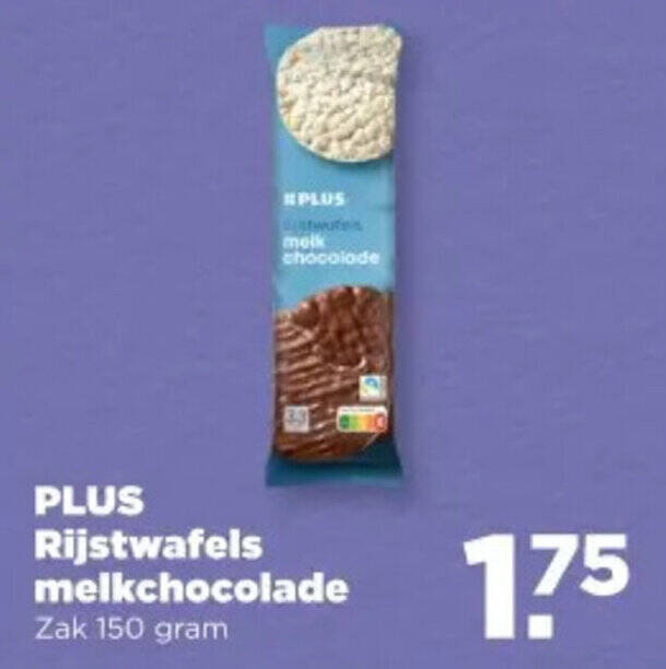 PLUS Rijstwafels melkchocolade 150 g aanbieding bij PLUS