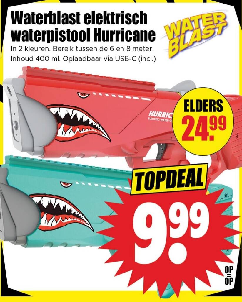 Waterblast elektrisch waterpistool Hurricane aanbieding bij Dirk