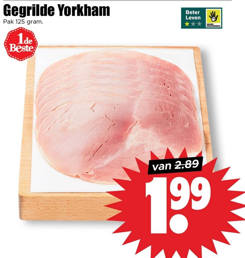 Gegrilde Yorkham 125 g aanbieding bij Dirk